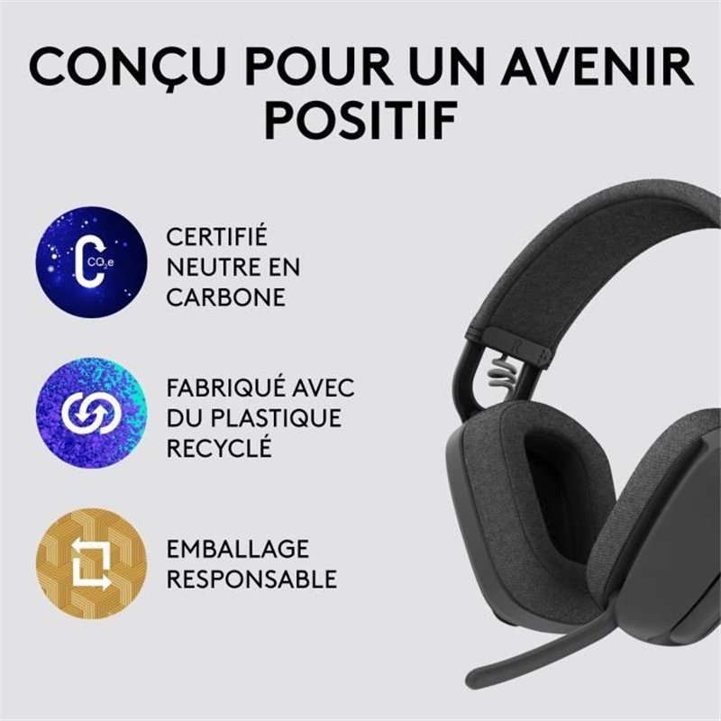 Logitech - Casque d'écoute léger sans fil avec Micro anti-bruit de fond ...