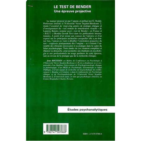 LE TEST DE BENDER - Jean Bouisson | Isleden