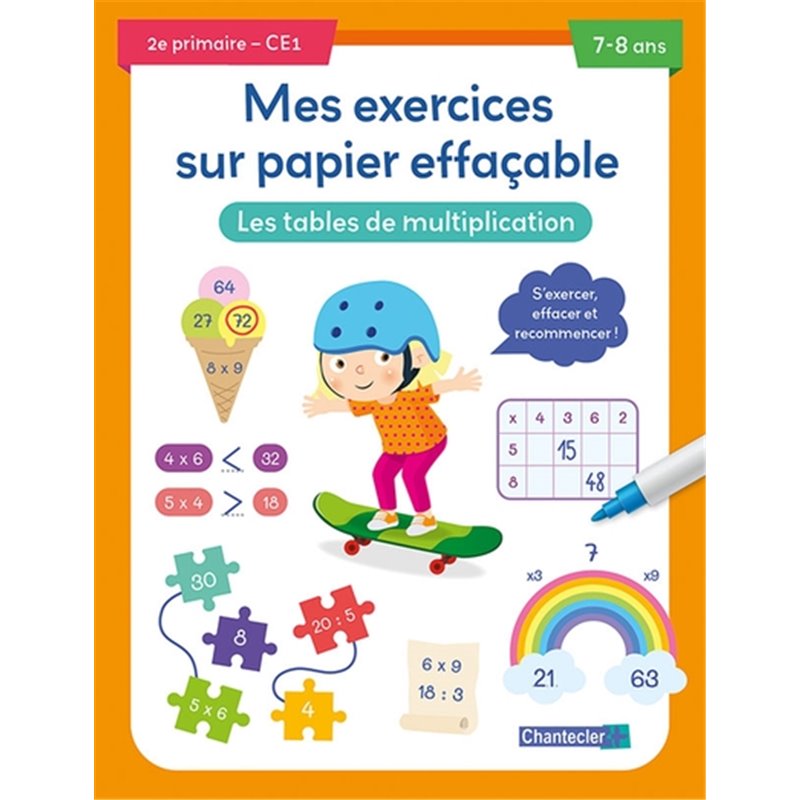 Mes exercices sur papier effaçable - Les tables de multiplication (7-8 ...