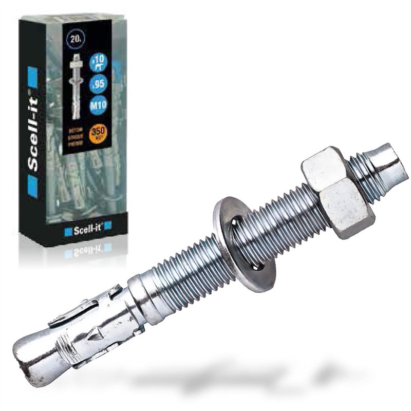 20 Goujons Ancrage en Acier Galvanise M10 X 95 MM, Fixation | Isleden