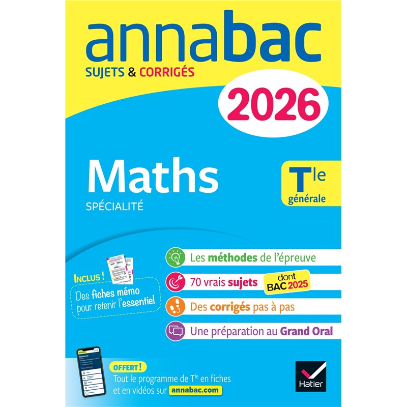 Annales du bac 2026 - Annabac Maths Tle générale (spécialité)