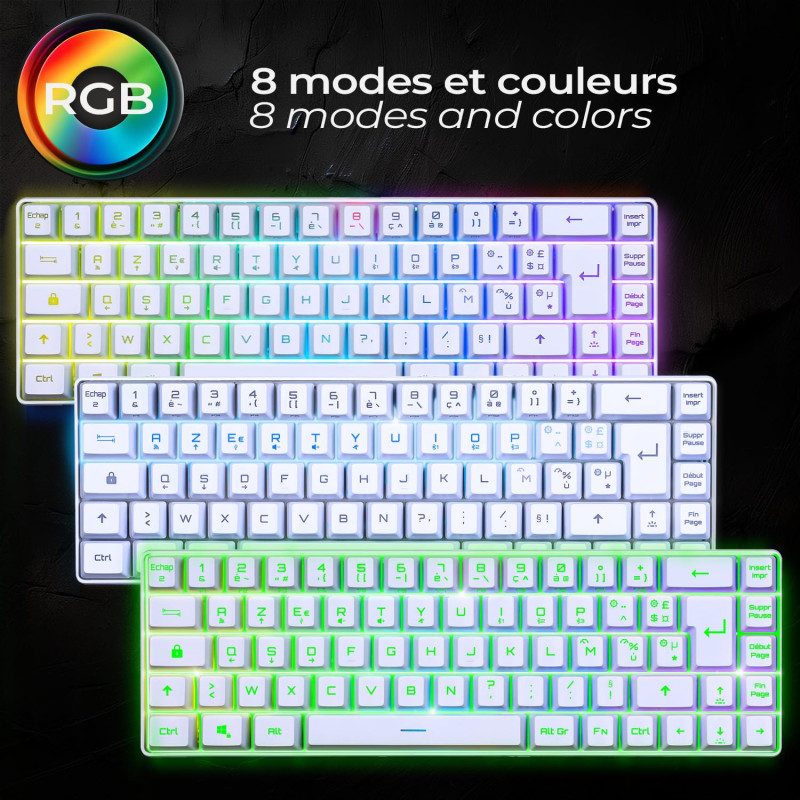 EMPIRE GAMING - K508 Clavier Gaming sans Fil Compact TKL 65% (AZERTY FR ...